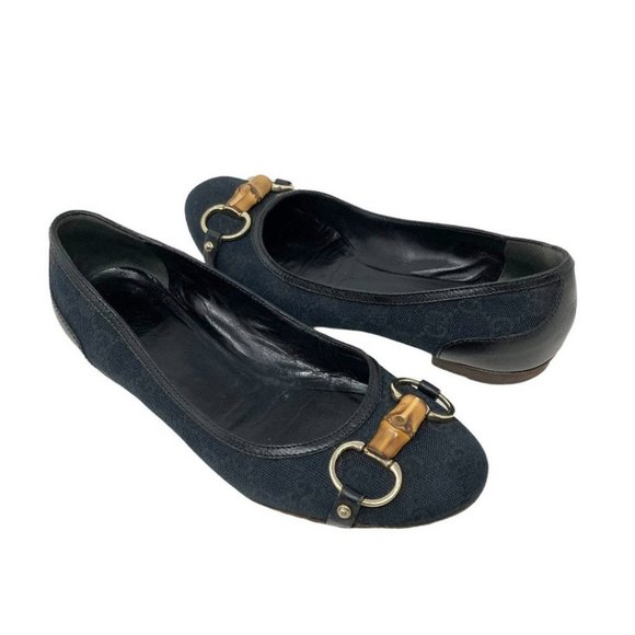 Gucci | Shoes | Gucci Guccissima Monogram Black Fabric Horsebit Bamboo ...